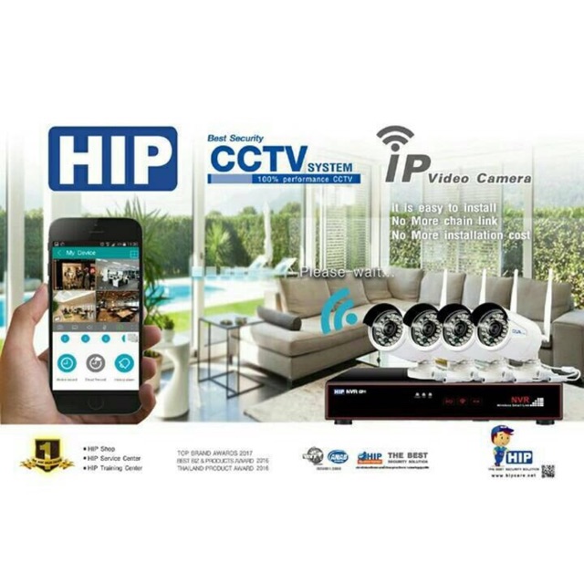 HIP Set CCTV CMD6204W Wifi IP Kit SET(ชุด) กล้อง 4 ตัว 1.3MP ส่งสัญญาณผ่าน WIFI | Shopee Thailand