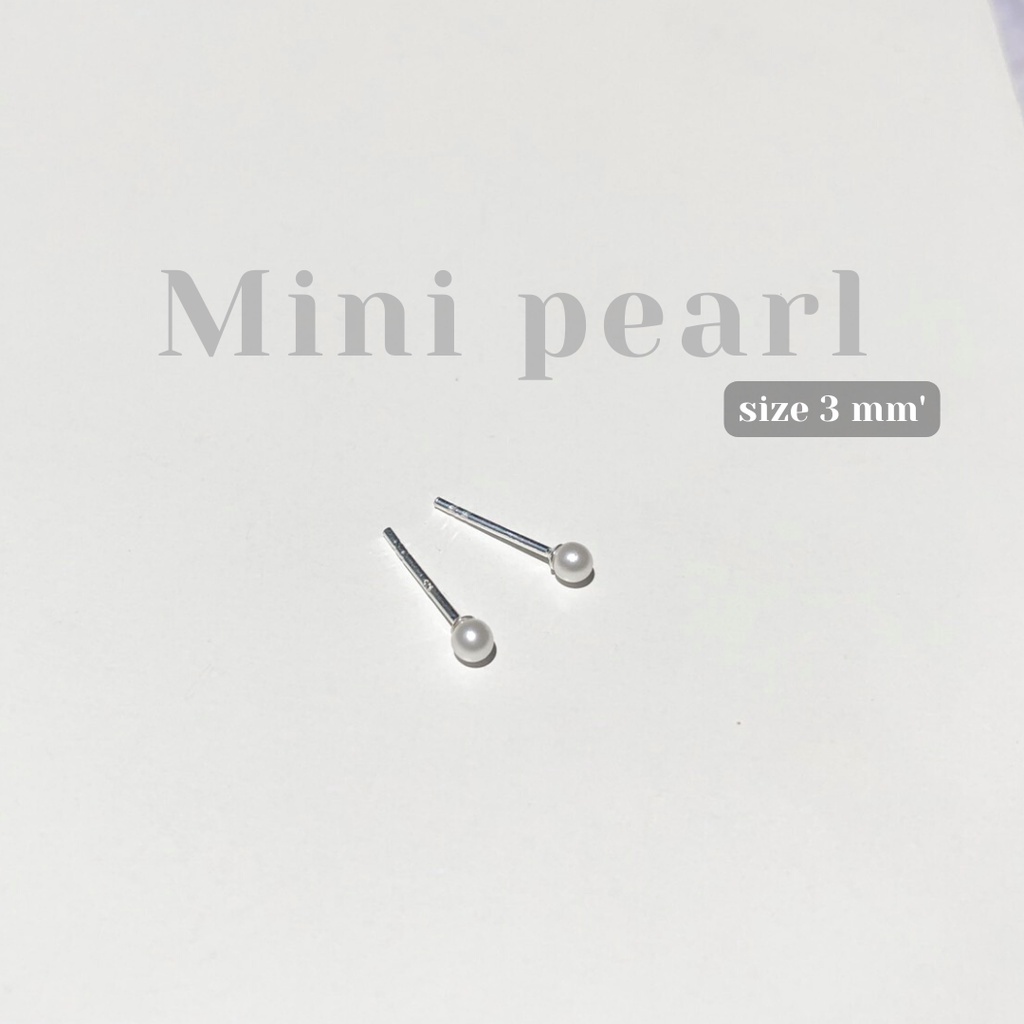 annita.silver - mini pearl earring / silver925 / ต่างหูเงินแท้925 ต่างหูไข่มุขสังเคราะห์ เหม ...
