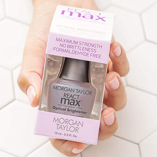 MORGAN TAYLOR REACT max OPTICAL BRIGHTENER Nail strengthener+ Extended wear base coat.เบสโค้ดสี ...