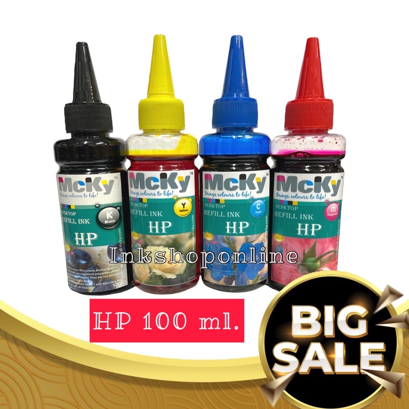MCKY HP 100 ML. หมึก HP 100 ml. ยี่ห้อ Mcky หมึกเติม สำหรับ ปริ้นเตอร์ เอสพี | Shopee Thailand