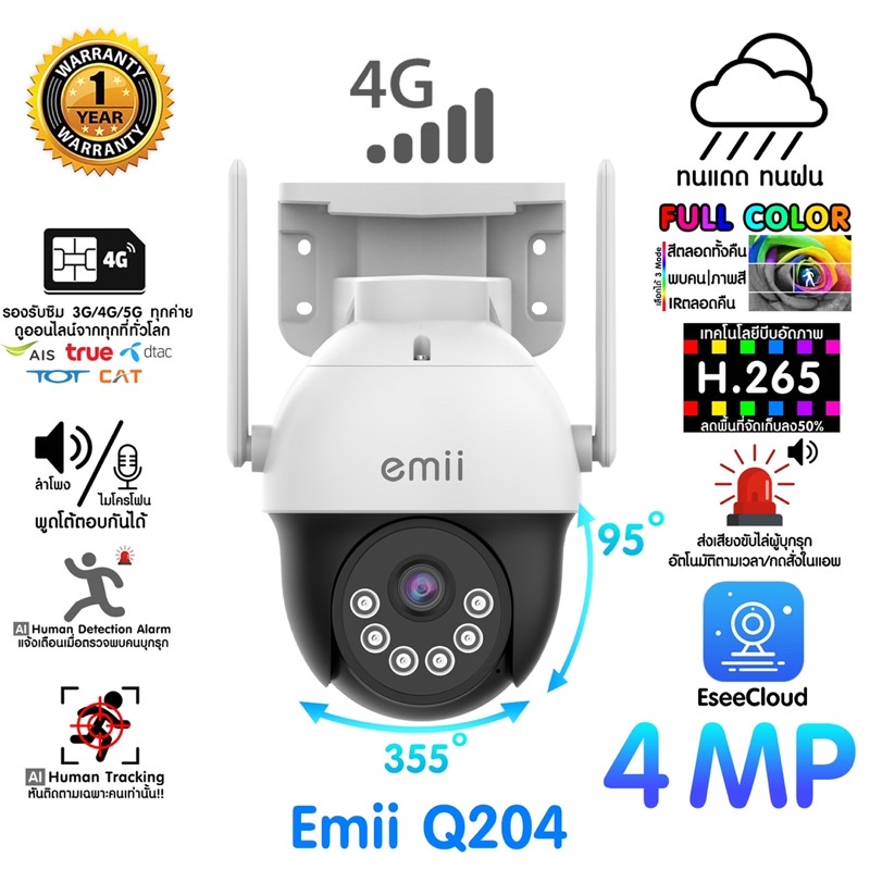 [ใช้โค้ด "EVEP1" ลด10%] กล้องใส่ซิมการ์ด ความคมชัดระดับ 4 ล้านพิกเซล ตัวใหม่ล่าสุด Emii Q204 ...