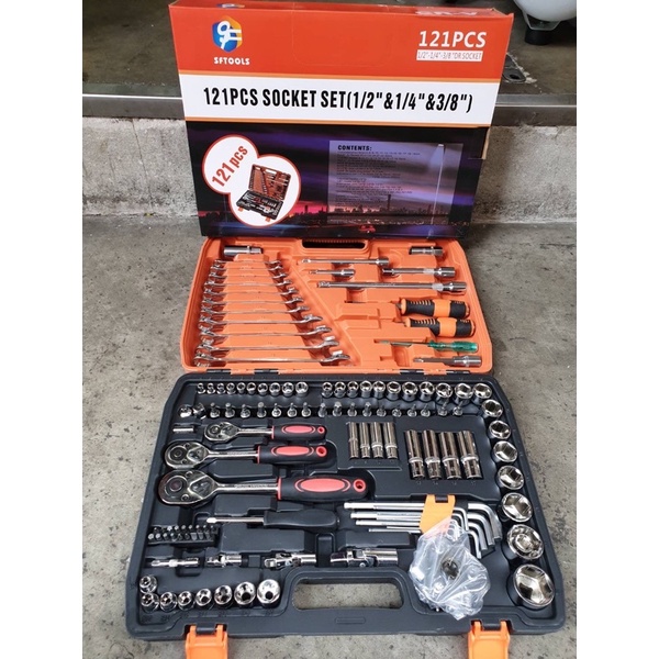 บล็อกชุด 121ชิ้น ยี่ห้อ sftools มีถอดกรอง 3 ขา | Shopee Thailand