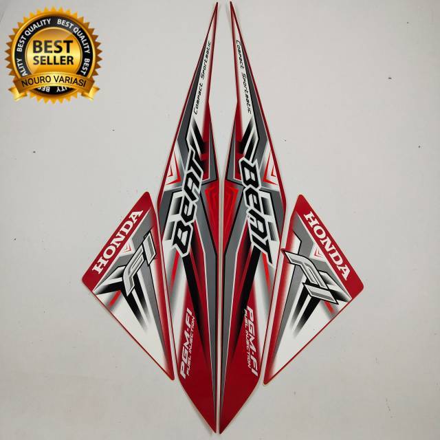 Merah 2015 honda beat fi striping สติ๊กเกอร์มอเตอร์ไซค์สีแดงพร้อมรายการ ...