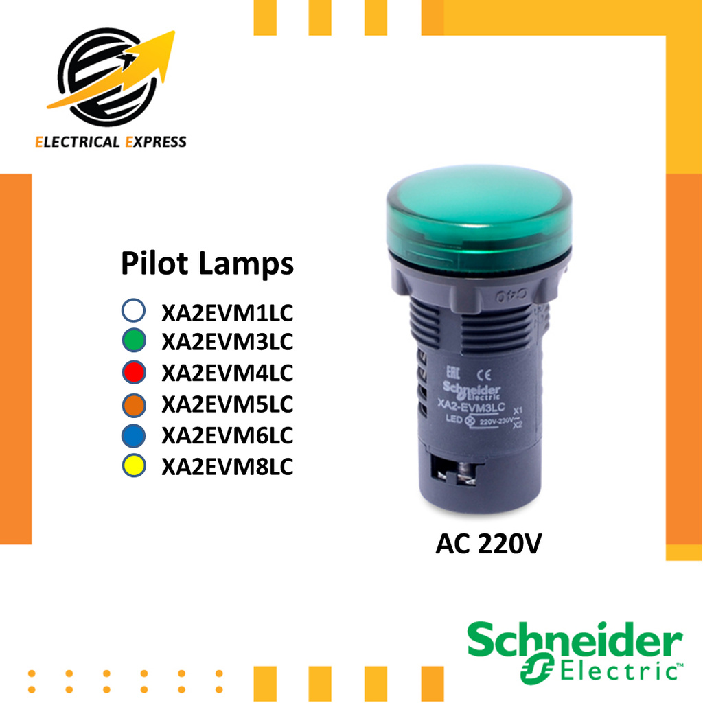 Pilot Lamps/LED 22mm. 220VAC/XA2/ ไพล็อทแลมป์/Scnneider/XA2EVM3LC ...