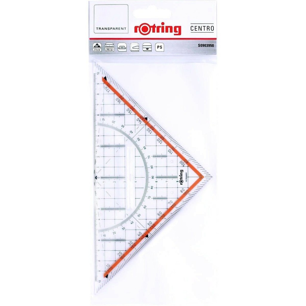ROTRING CENTRO Transparent Geometry Square with fixed grip สเกล ...