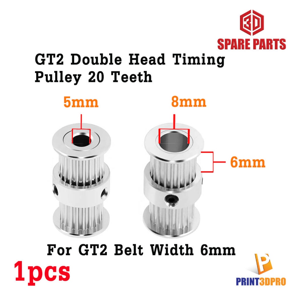 GT2 Double Head Timing Pulley 20 Teeth ID 5/8mm 6mm Width Timing Pulley ...