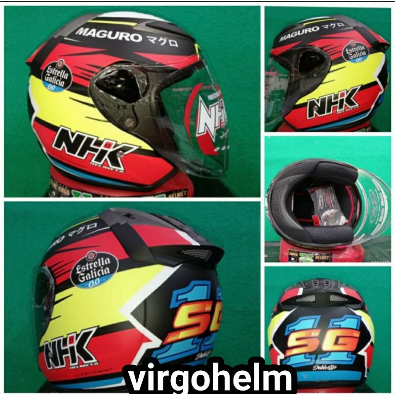 Nhk หมวกกันน็อค แบบครึ่งหน้า r6 Gp edition Sergio Black doff | R6 ...