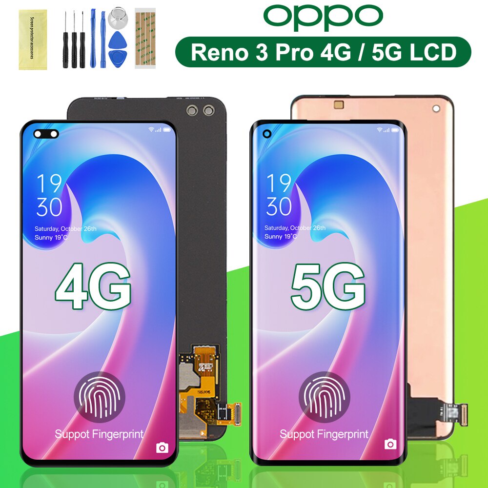 ของแท้ 100% ชุดประกอบหน้าจอสัมผัส LCD สําหรับ OPPO Reno3 Pro 4G CPH2035 ...