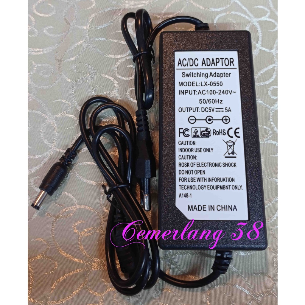 Ac DC 5V 5A สาย 25W Switching Adapter 5V 5A BUILD IN Power Supply สาย ...