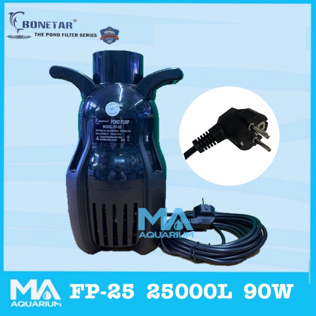 BONETAR FP-25 ปั๊มน้ำ รุ่นใหม่ 25000 L/Hr กำลังไฟ 90w ขนาดท่อ 75mm. ปั๊มได้สูง 3.5 เมตร สายไฟยาว ...