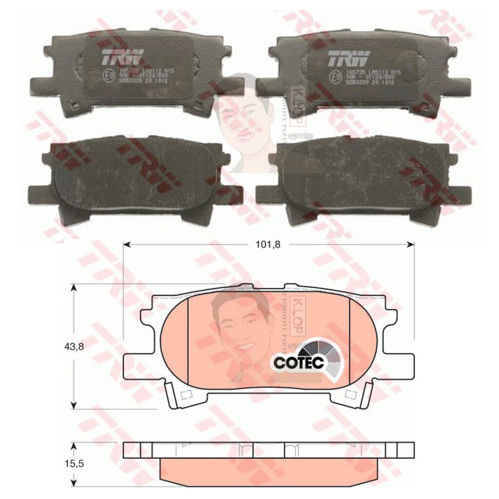 GDB3339 ผ้าเบรค-หลัง(TRW) (เนื้อผ้า COTEC) HARRIER RX300 '03 | Shopee ...