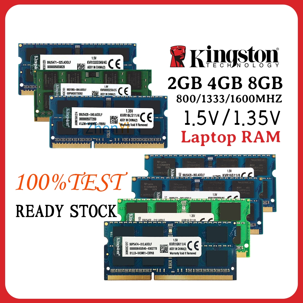 Kingston แรมหน่วยความจําแล็ปท็อป โน้ตบุ๊ก 4gb 8gb Pc3 10600s 12800s 