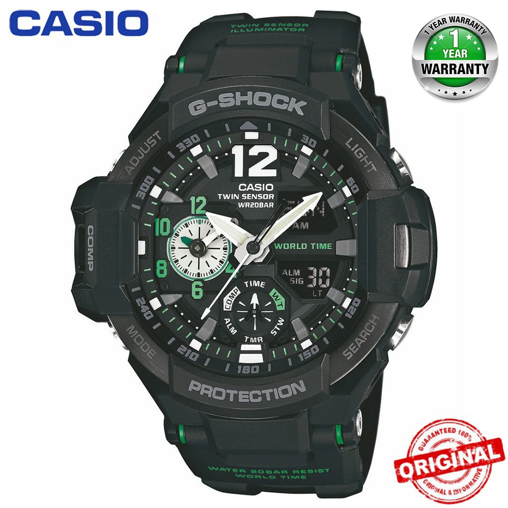Casio G-Shock GA1100 หน้าปัดสีดำเรซิ่นควอตซ์นาฬิกาผู้ชายนาฬิกากีฬา ...