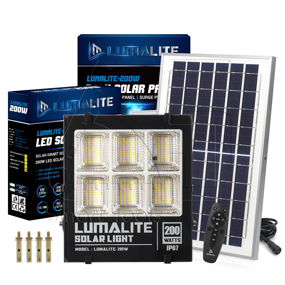 LUMALITE ไฟโซล่าเซลล์ ไฟสปอร์ตไลท์ 200W สี ขาว (White) / วอร์มไวท์ ...