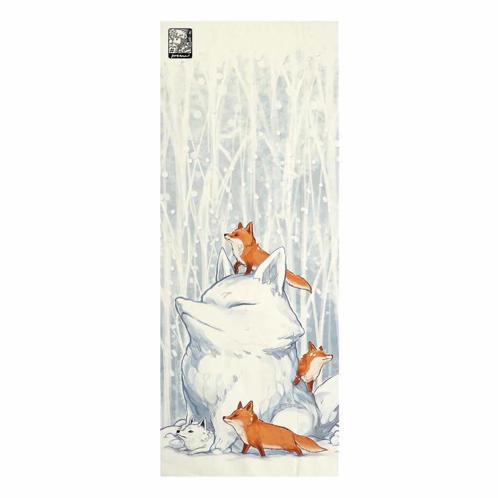 ผ้าแคนวาส พิมพ์ลาย จิ้งจอกหิมะ ไม่มีกรอบ ขนาด 33.5 x 87.5 ซม / Snow Fox ...