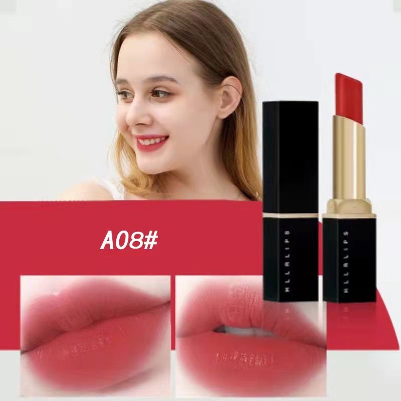 HLLRลิปสติก 3.2g สีพีช แดงก่ำแดง ส้ม อิฐ กันน้ำติดทนเพิ่มความชุ่มชื้นเครื่องสำอาง Lipstick（328 ...
