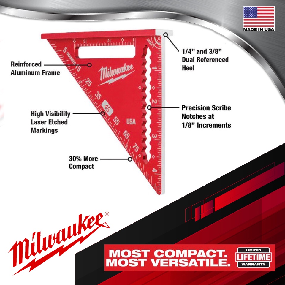Milwaukee 4-1/2" Trim Square ฉากสามเหลี่ยม ฉากวัด ไม้ฉาก เครื่องมือวัด ...