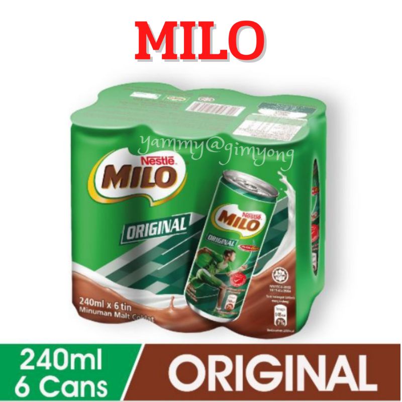 Milo Original can ไมโล ไมโลกระป๋อง พร้อมดื่ม รสออริจินอล ยกแพ็ค 6 กระป๋อง | Shopee Thailand