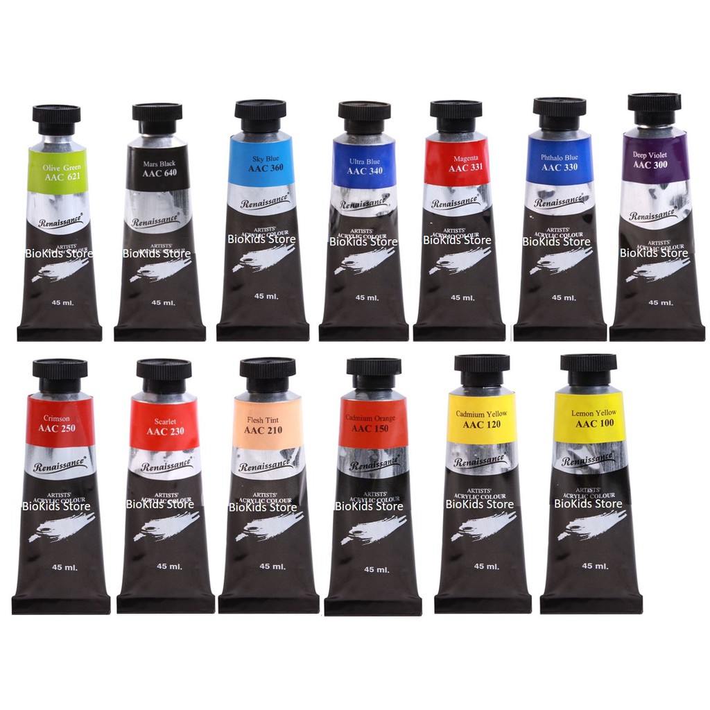 Renaissance artists' acrylic colours I สีอะคริลิคแบบหลอด 45 ml ...