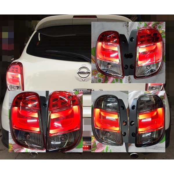 โคมไฟท้าย NISSAN MARCH LED โคมSMOKE/แดงดำ/แดงขาว EAGLE EYES งานไต้หวัน ...