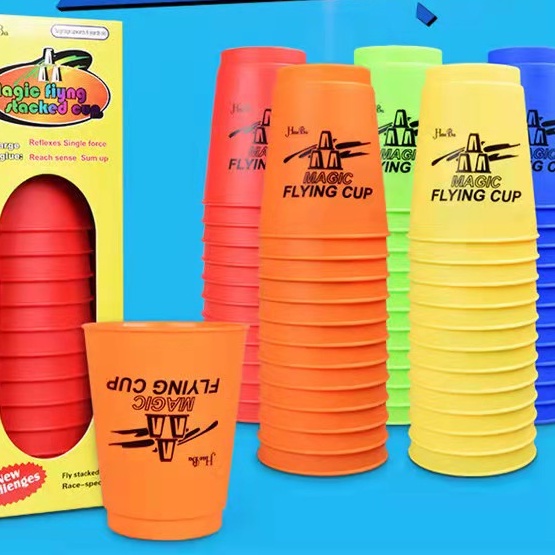 urtoys 【ขายส่งทั้งร้าน】แก้วสแต็ค (Stacking Cup) แถมถุงผ้า เกมเรียงแก้ว (Magic Flying Stacking ...