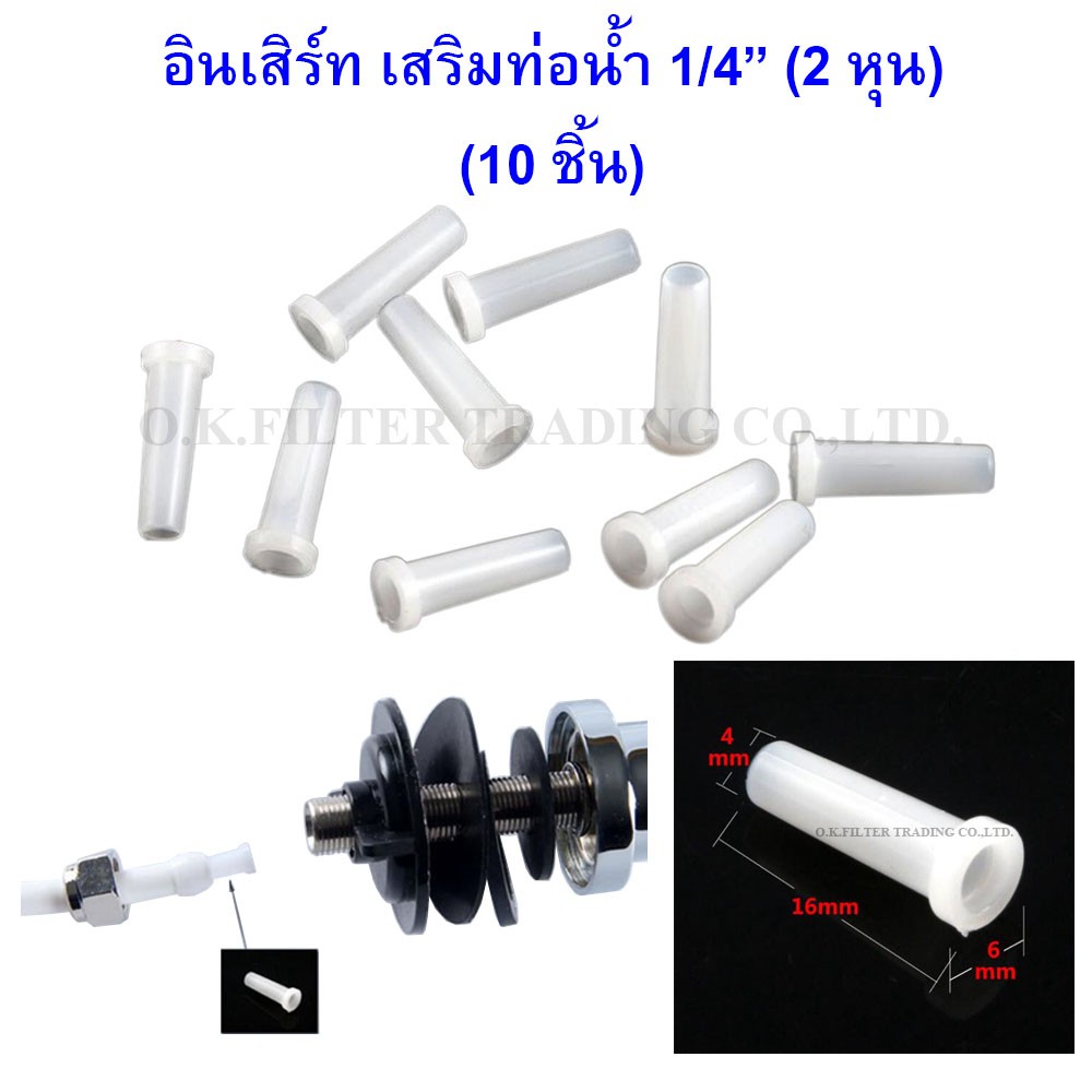 อินเสิร์ท เสริมท่อน้ำ 1/4 นิ้ว (2 หุน) Plastic tube support Insert 10 ...