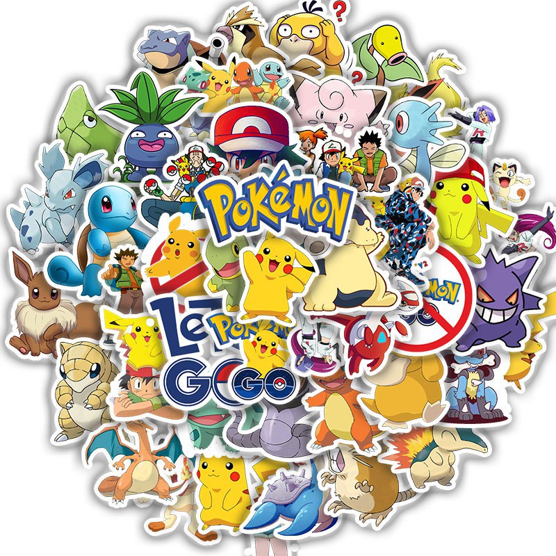 【LARGE STICKER】50Pcs Anime Pokemon Sticker Cartoon Comic series for Car ...