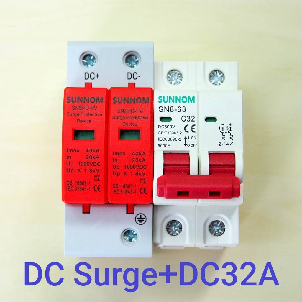 DC Circuit Breaker SUNNOM 32A + DC Surge Protector SUNNOM SPD DC ...