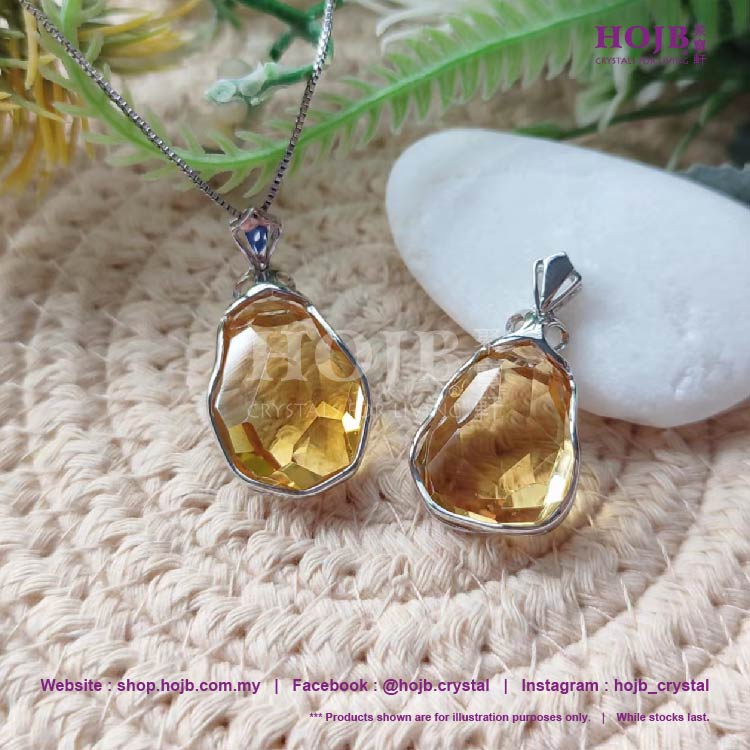 Hojb ธรรมชาติบราซิล Citrine 5A Faceted หิน S925 จี้เงิน 17x22 มม. 聚宝 ธรรมชาติ巴西 黄水 5A เหรียญสี ...