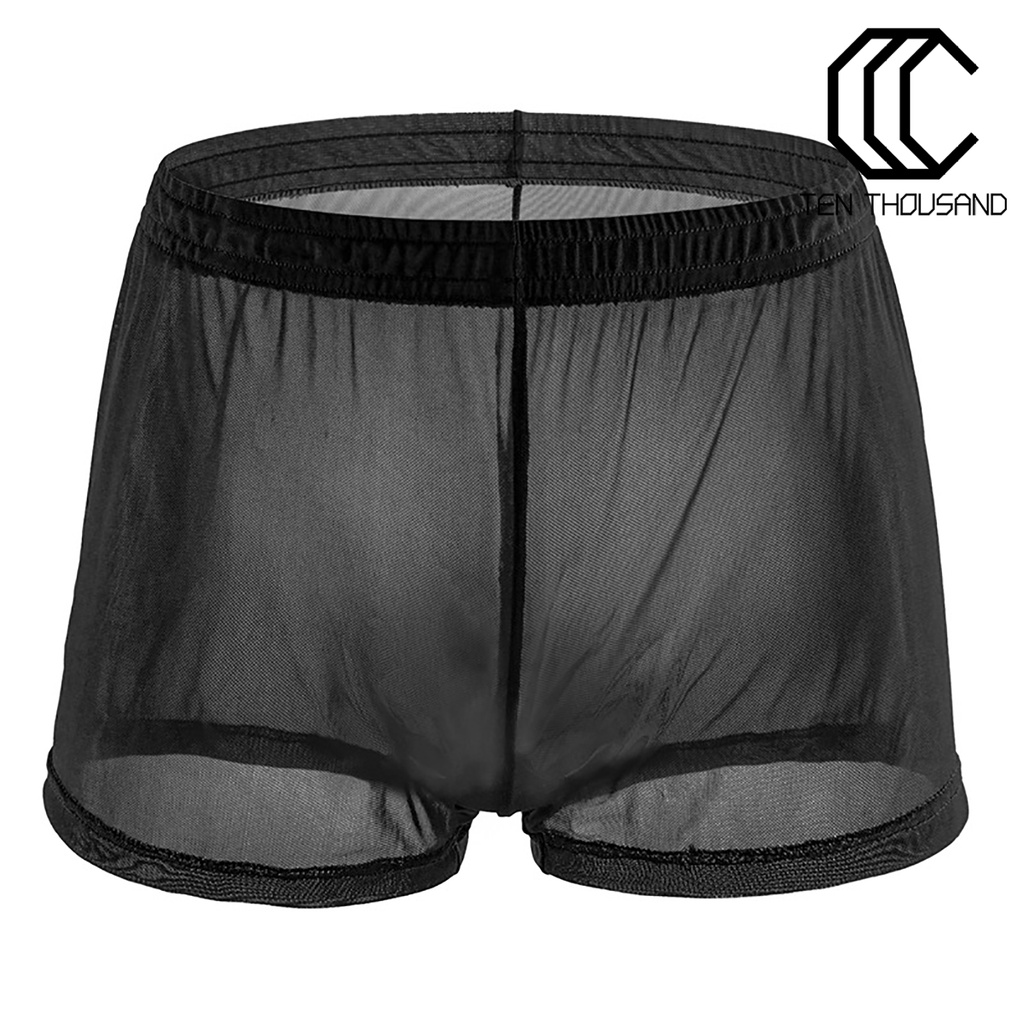 [ขายดี]♥Soutong กางเกงบ็อกเซอร์ซีทรู เอวกลาง ผ้าตาข่าย แบบบาง สีโปร่งใส ...