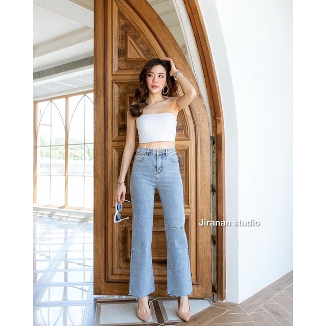 กางเกงยีนส์ขายาว งานป้าย Jiranan studio SizeL ***มือ1ป้ายห้อย | Shopee Thailand