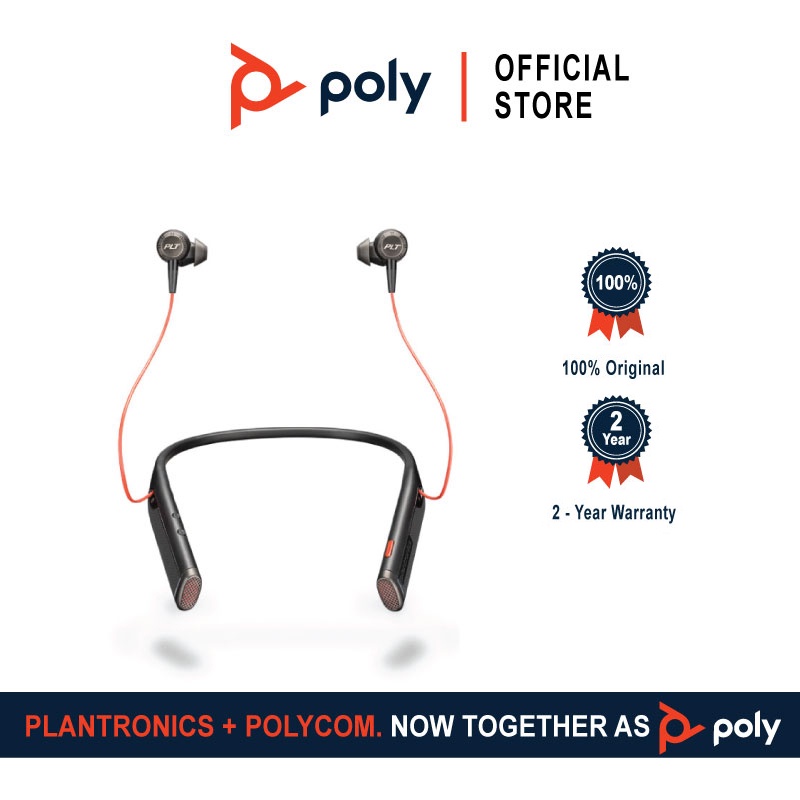 POLY PLANTRONICS VOYAGER 6200 UC BLACK BLUETOOTH NECKBAND HEADSET หูฟัง ...