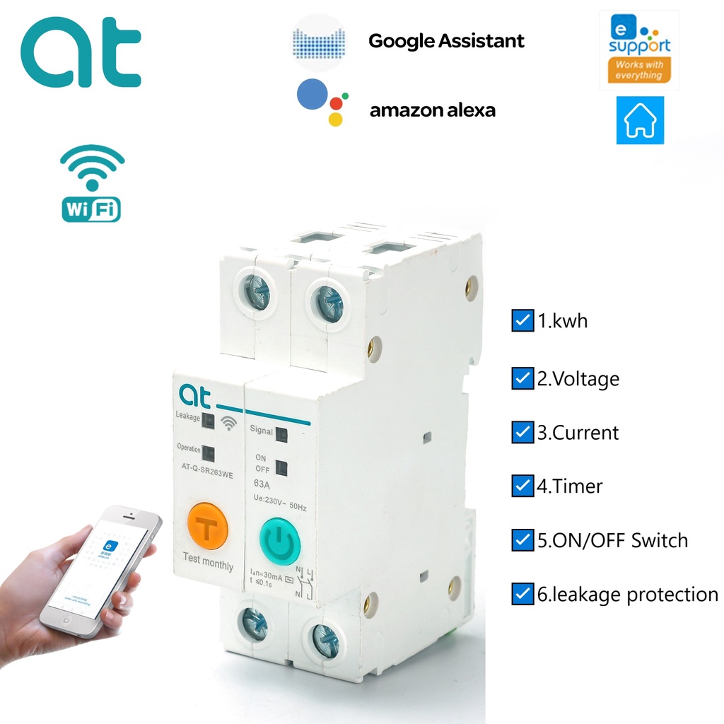 63a Ewelink Single Phase Wifi Smart Energy Meter Kwh Metering Monitoring Circuit Breaker Timer