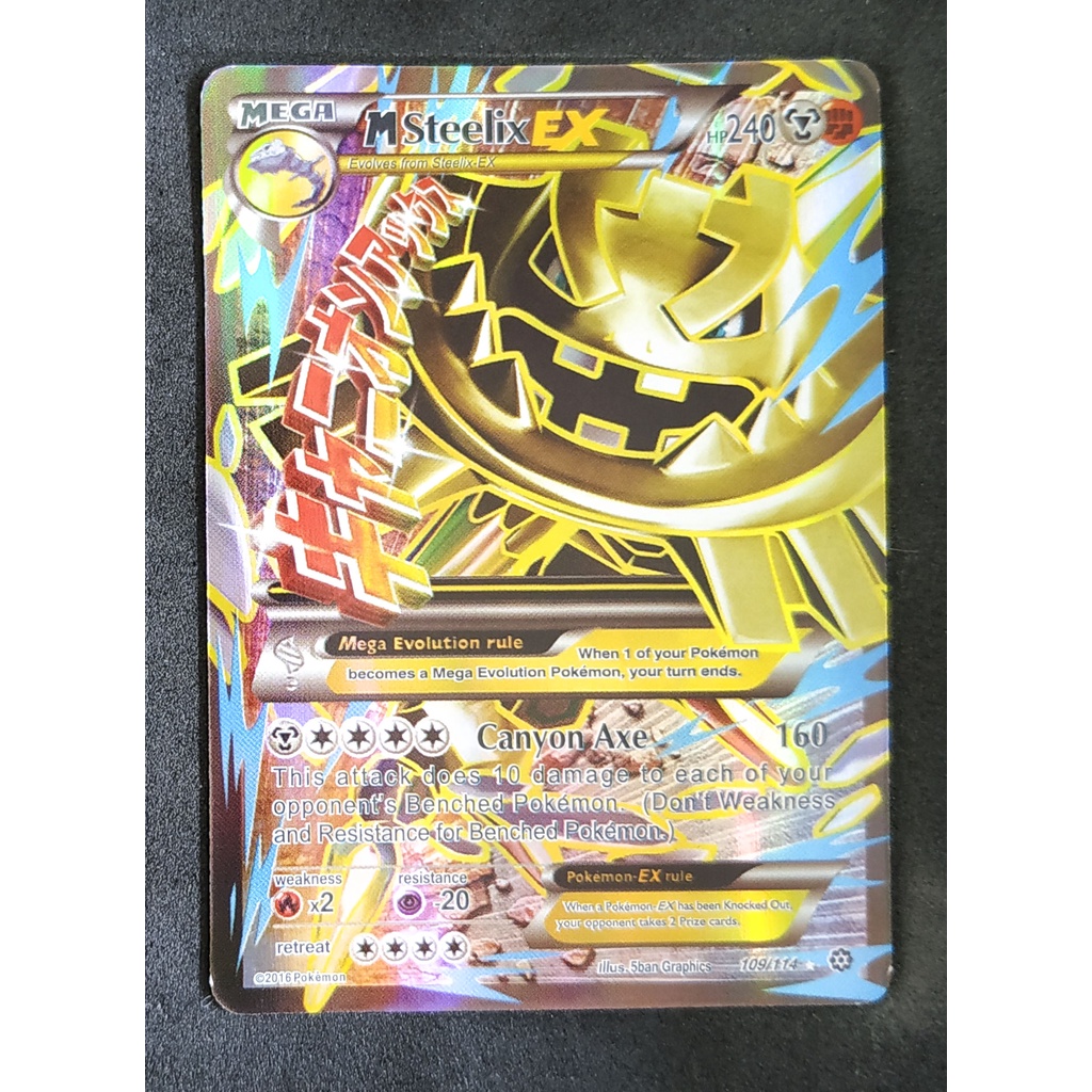 Steelix Mega EX Card ฮางาเนล 109/114 Pokemon Card Gold Flash Light ...