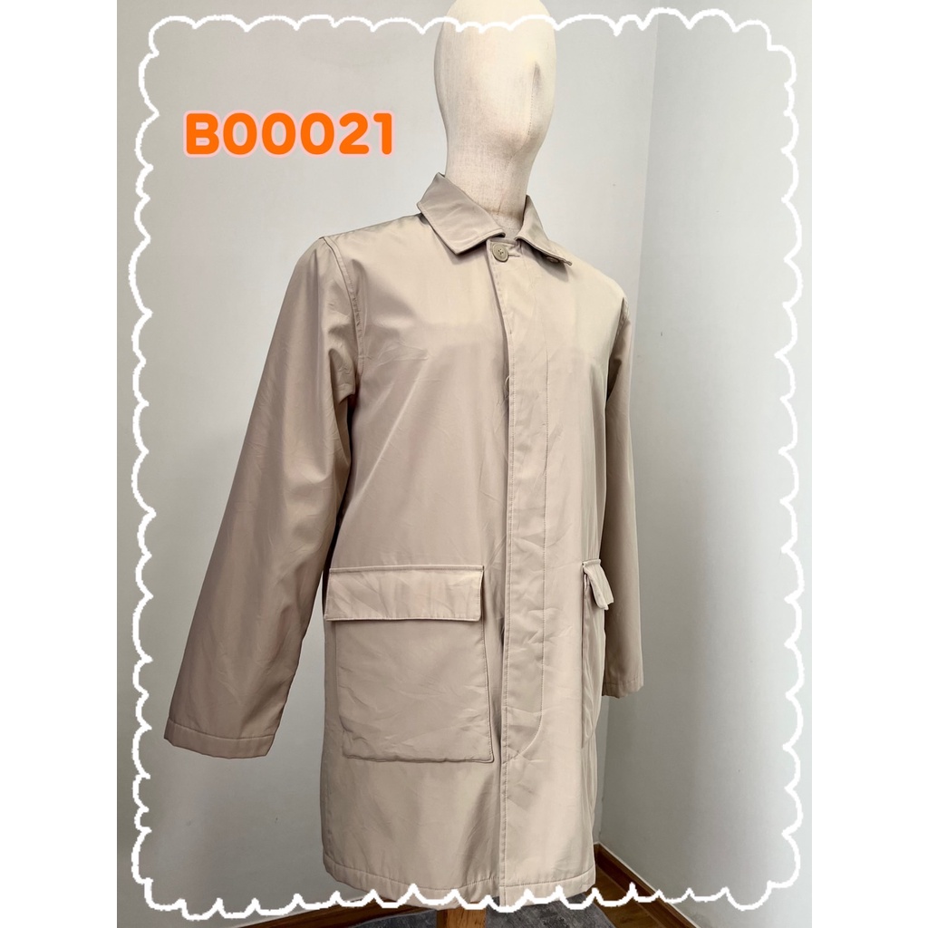 B00021 เสื้อโค้ทกันหนาวสีกากีทรงเรียบๆ แบรนด์ BUN BUSTER | Shopee Thailand