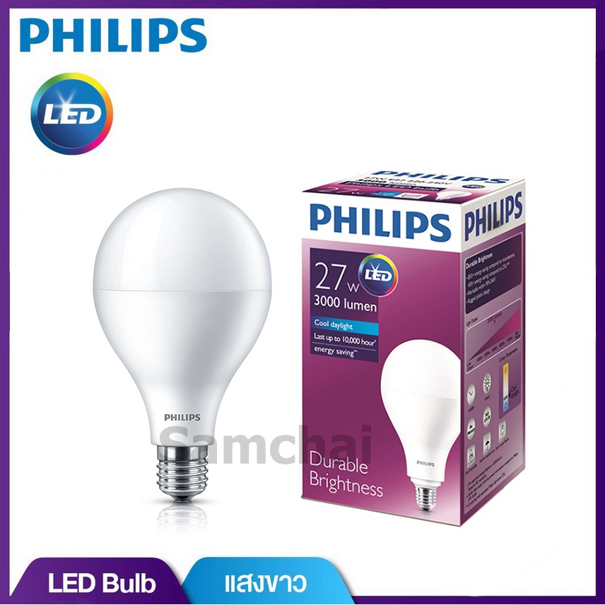 หลอดไฟ LED BULB Philips ฟิลิปส์ 27w Daylight E27 | Shopee Thailand