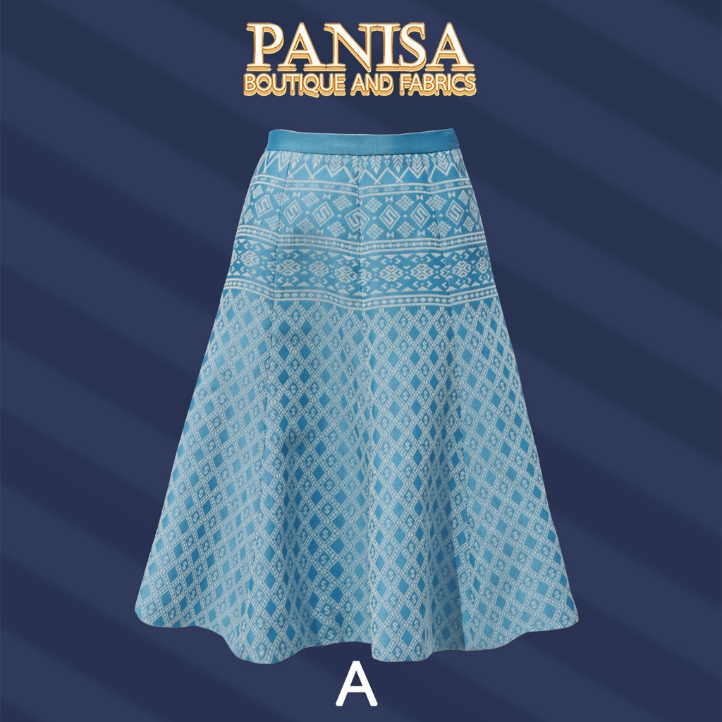 แบรนด์ PANISA ชุดทำงานผ้าไทย No.7สีฟ้าลายขอพระราชทานใหม่ | Shopee Thailand