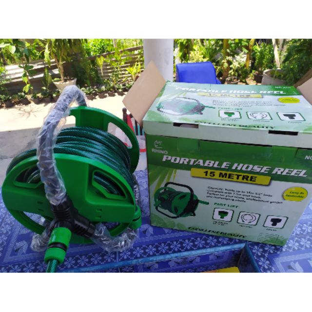 3in1 Rhino Portable hose reel สายยาง 15เมตร พร้อมโรลเก็บสายยาง และ หัว ...