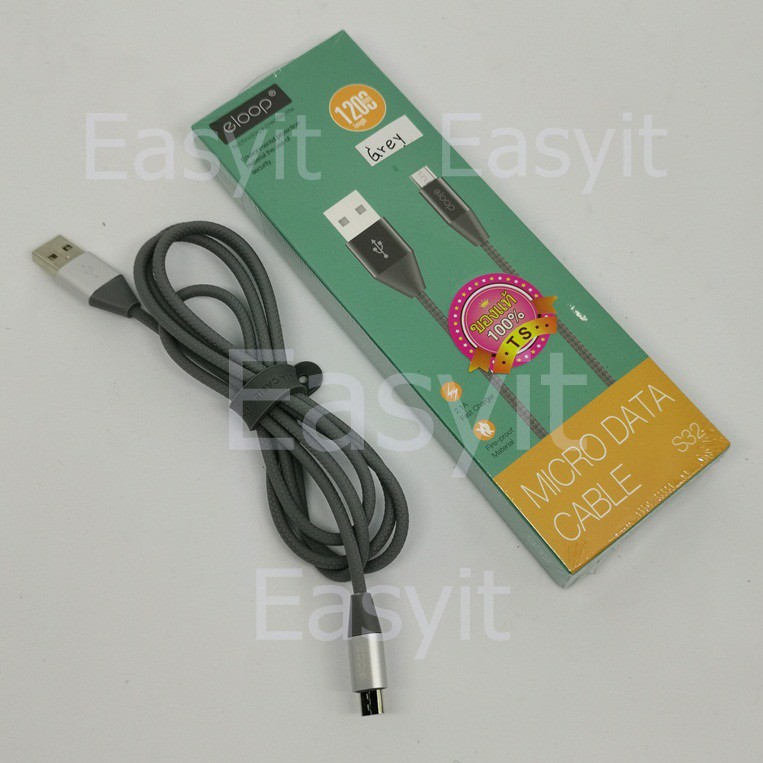 Eloop รุ่น S32 สายชาร์จ USB Data Cable Micro USB หุ้มด้วยวัสดุป้องกันไฟไหม้ สำหรับ Samsung ...