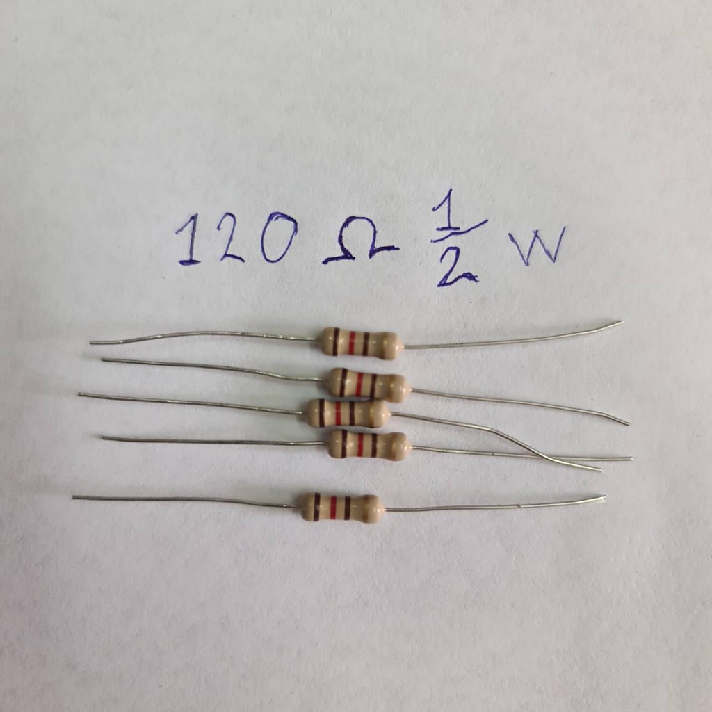 0000666 R 120 Ω 1/2 W อาร์ 120 โอห์ม 120 โอม ตัวต้านทาน รีชีสเตอร์ ...
