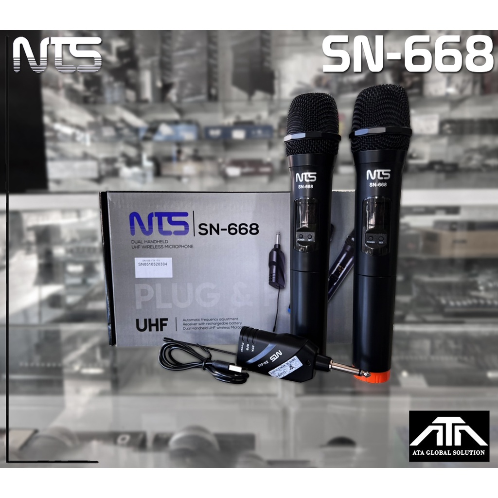 NTS SN668 ไมค์ลอยคู่ UHF ปรับความถี่ได้ ความถี่ใหม่ กสทช SN-668 ...