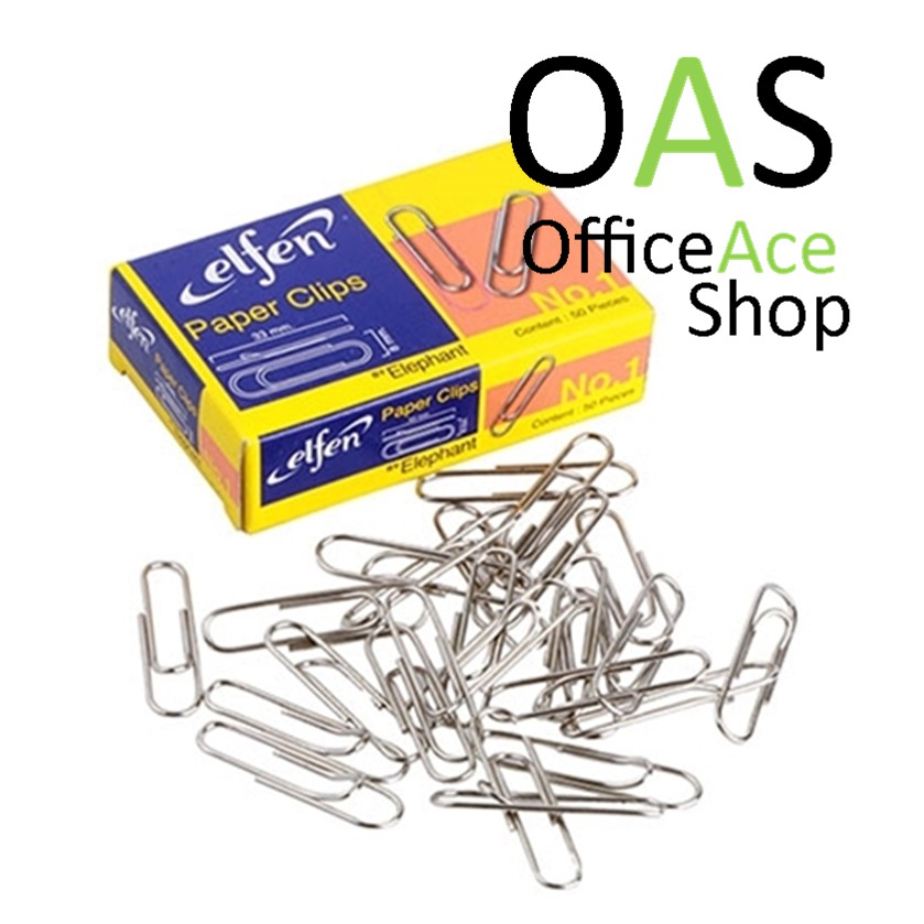 ELFEN Paper Clips ลวดเสียบกระดาษ เบอร์ 1 ขนาด 33 mm | Shopee Thailand
