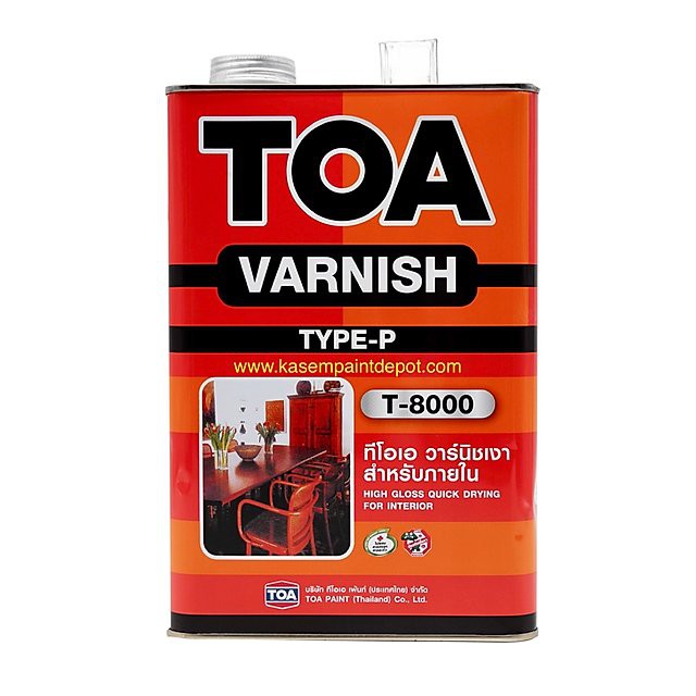TOA ทีโอเอ วาร์นิชเงา สำหรับภายใน T8000 มีความเงาสูง สีอ่อน แห้งเร็ว (0.94 ลิตร) | Shopee Thailand