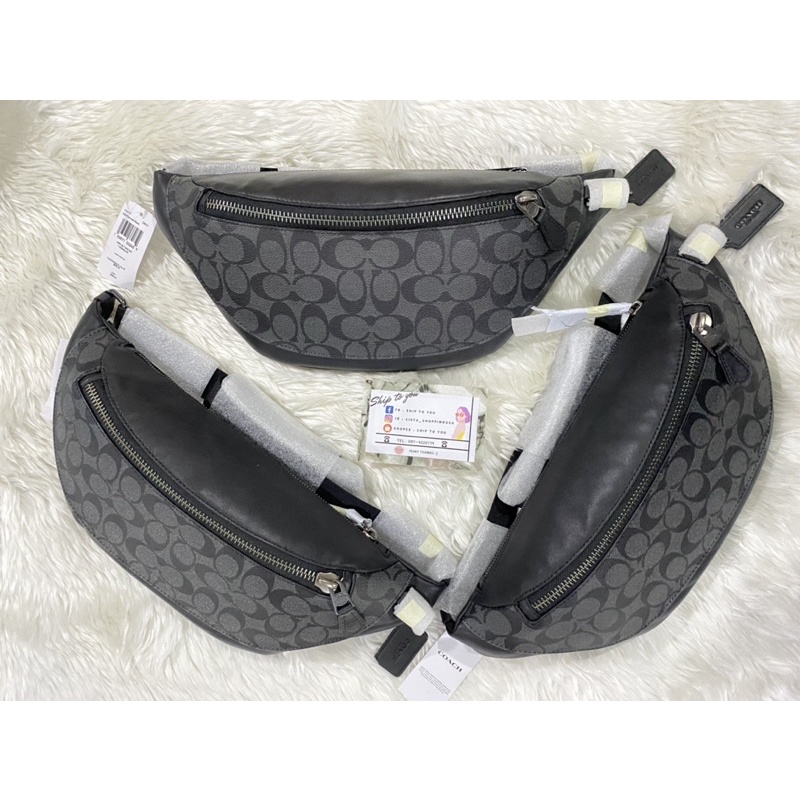 COACH 78777 WARREN BELT BAG IN SIGNATURE CANVAS Charcoal Black | Shopee ...