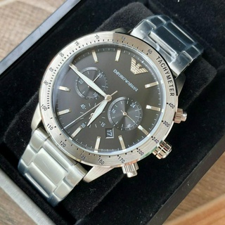 Emporio Armani AR11241 43mm Chronograph Quartz Black Dial Men's Watch ...