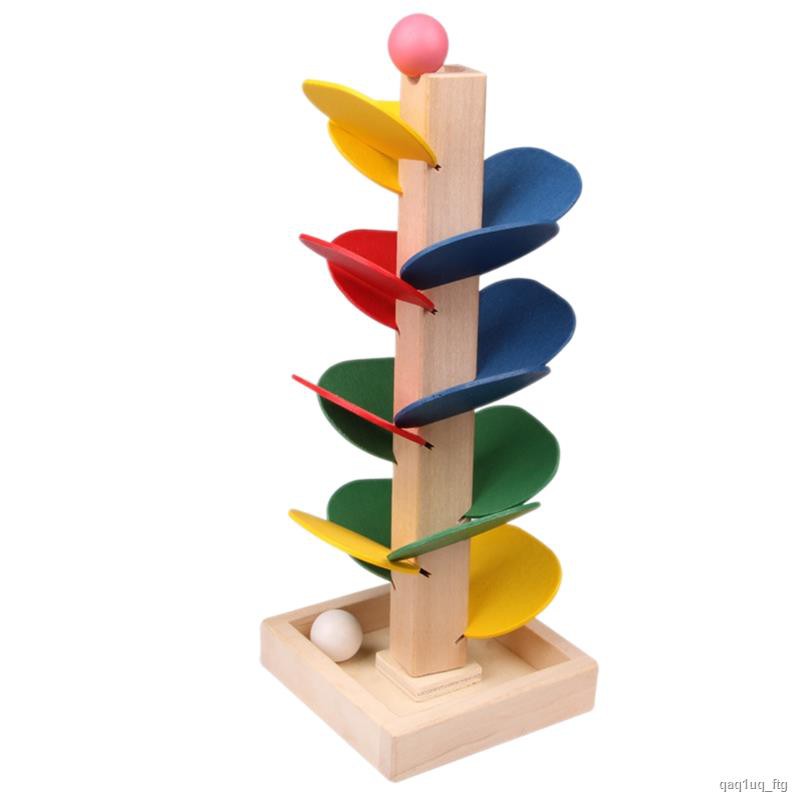 ┋1PC Baby Developmental Toy Colorful Wood Ball Run Track Blocks ...