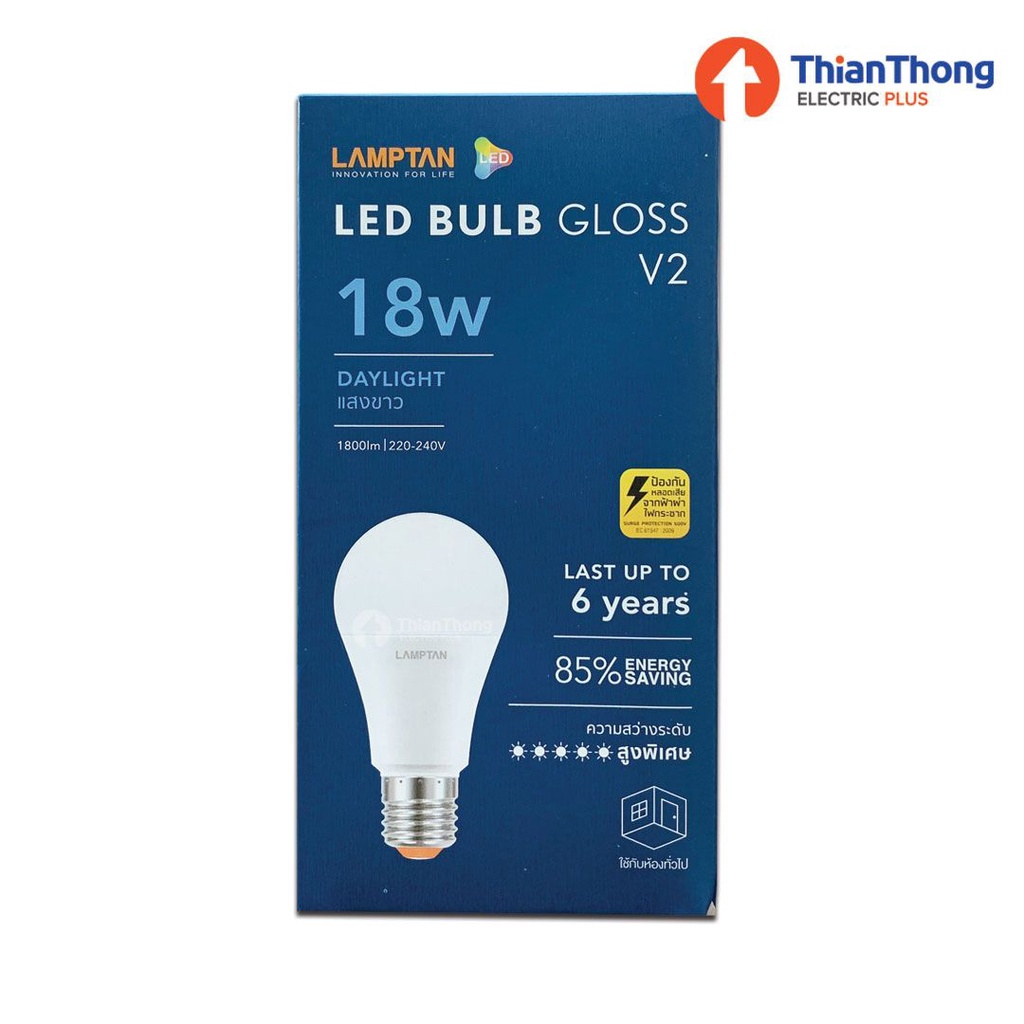 หลอด led แสงสว่าง Lamptan หลอดไฟ แลมป์ตัน LED Bulb 18W E27 Gloss | Shopee Thailand