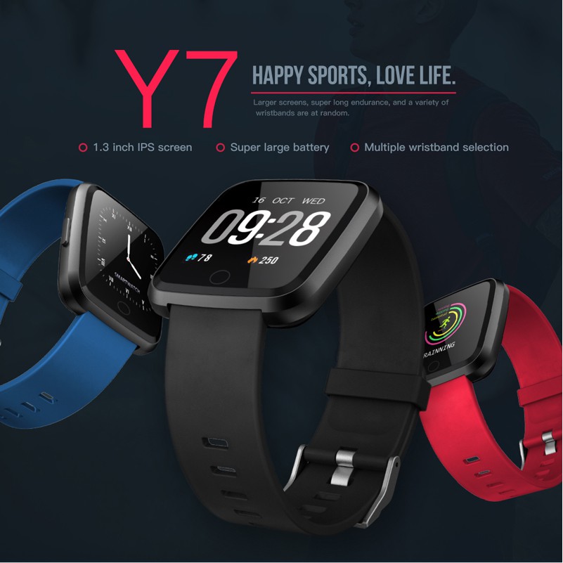 Smart Watch Y7 สายซิลิโคนรองรับแจ้งเตือนข้อความภาษาไทย และอื่นๆ ...