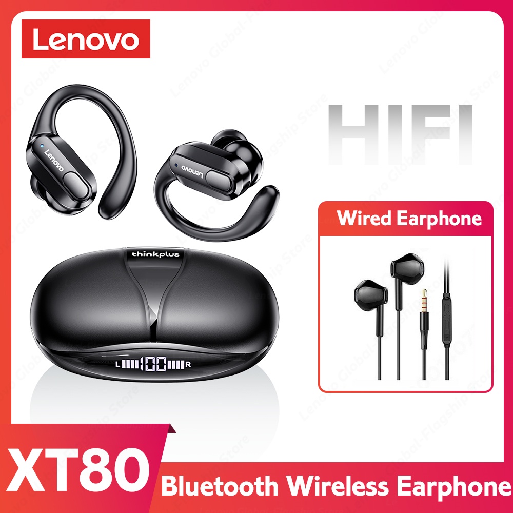 ของแท้ Lenovo XT80 หูฟังไร้สาย บลูทูธ 5.3 หูฟังกีฬา พร้อมไมโครโฟน ปุ่ม ...