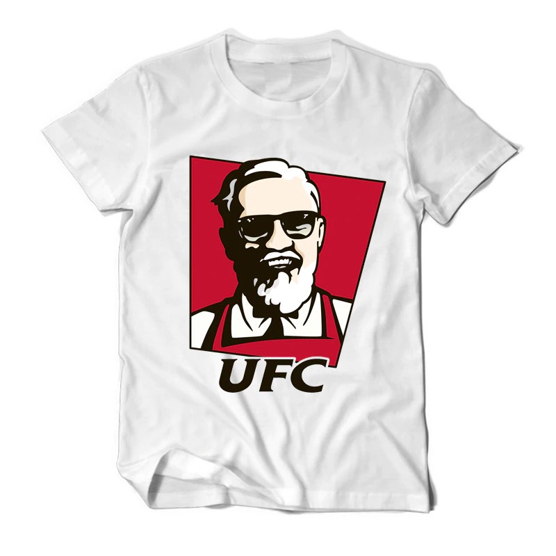 เสื้อยืดคอกลม พิมพ์ลาย UFC KFC Colonel Harland Sanders สีขาว แบบ ...